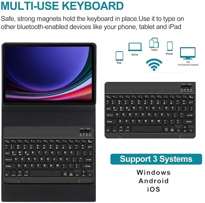 ProElite Keyboard case for Poco Pad 12.1 inch, Magnetic Detachable Wir ...