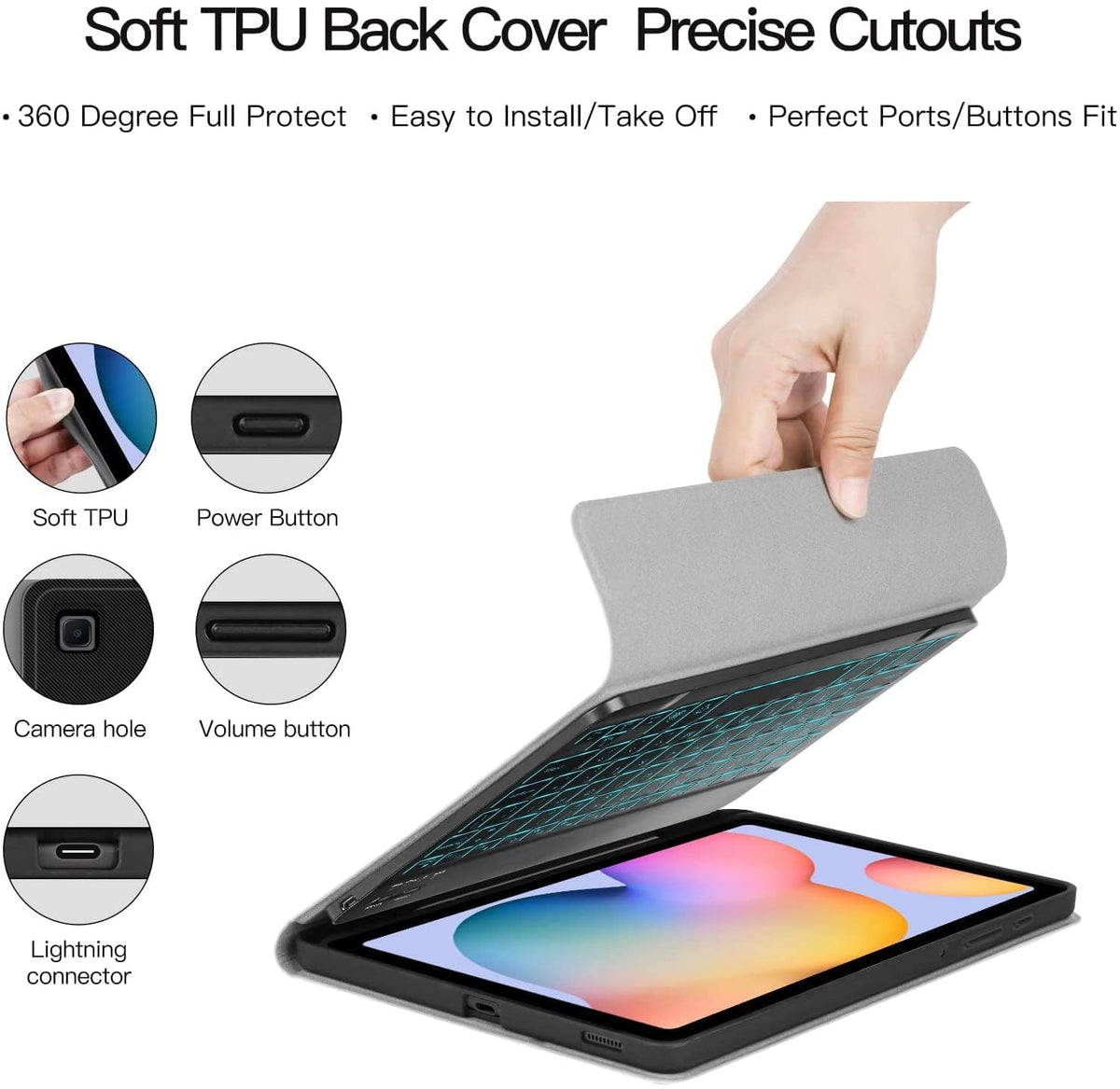 ProElite Keyboard case for Samsung Galaxy Tab S6 Lite 10.4 Inch 2024 S ...